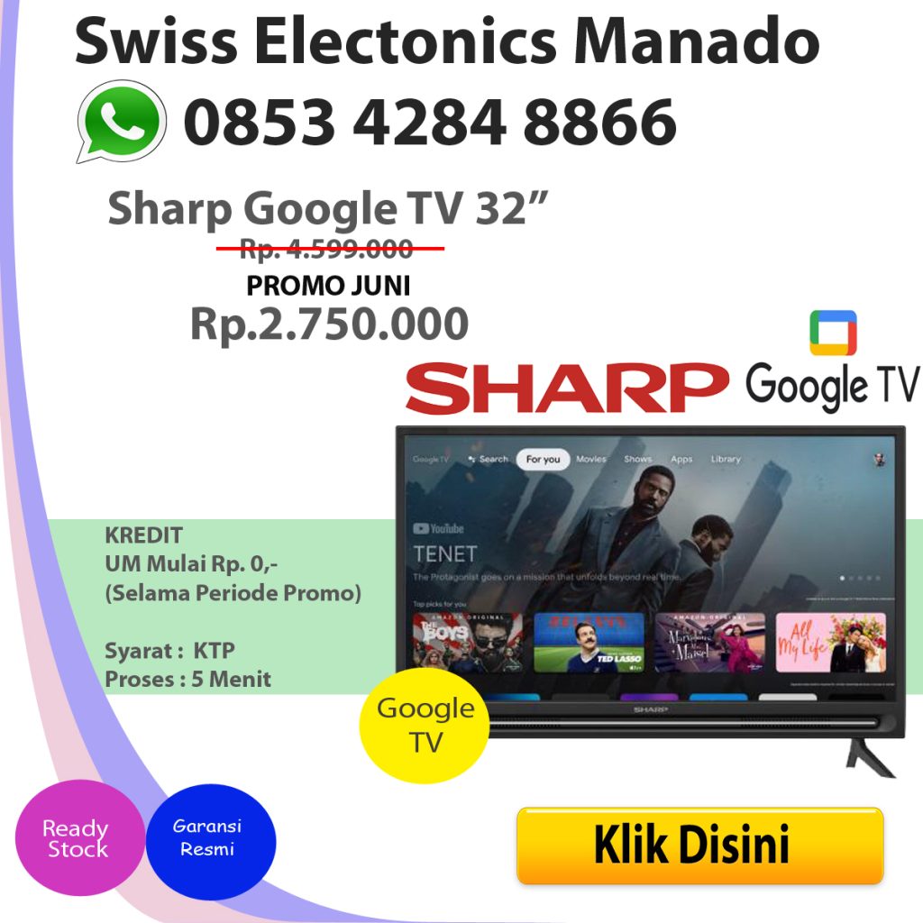 Sharp LED 32″ Google TV – Swiss Baru Electronics | Toko Elektronik ...