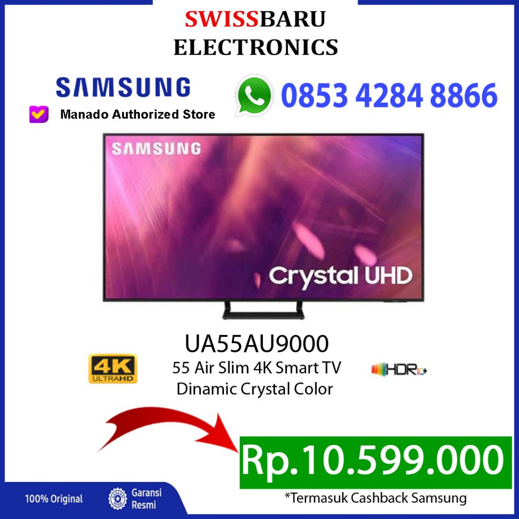 Samsung LED Crystal UHD 4K Smart TV 55 Inch 55AU9000 – Swiss Baru ...