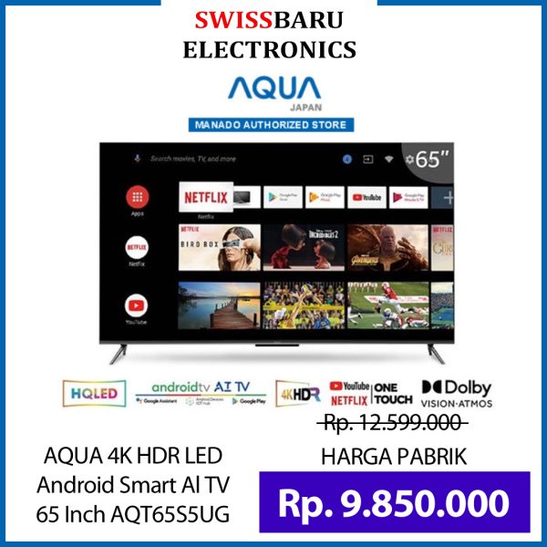 AQUA TV HQLED 65 Inch 4K Android LED TV – Swiss Baru Electronics | Toko ...